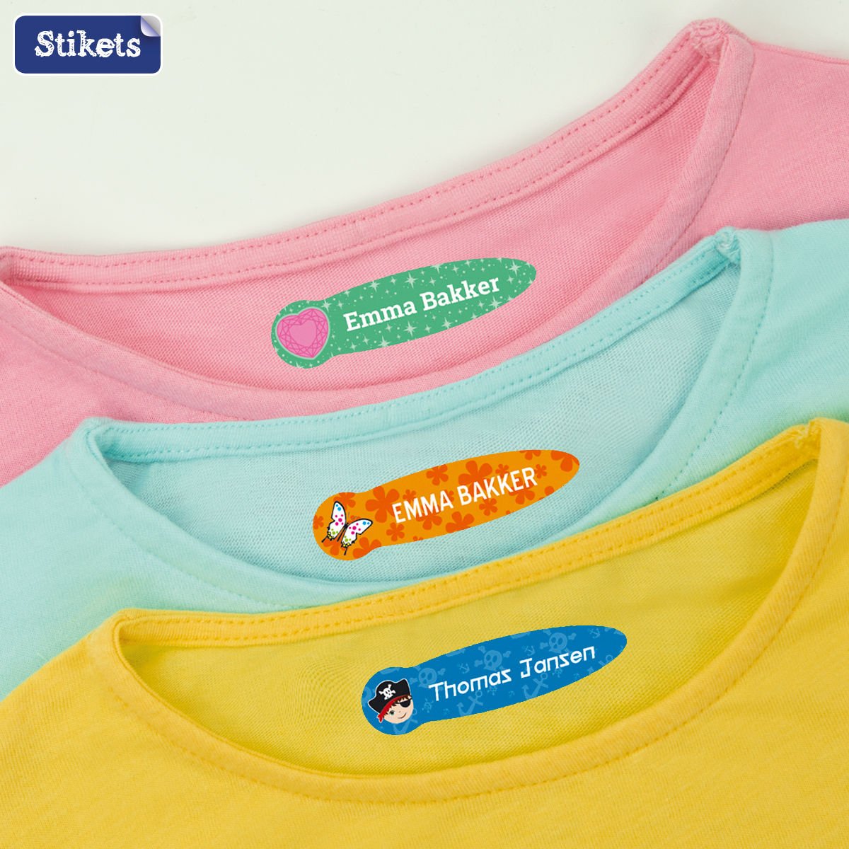 Thematische kleine naamlabels voor kleding - Stikets